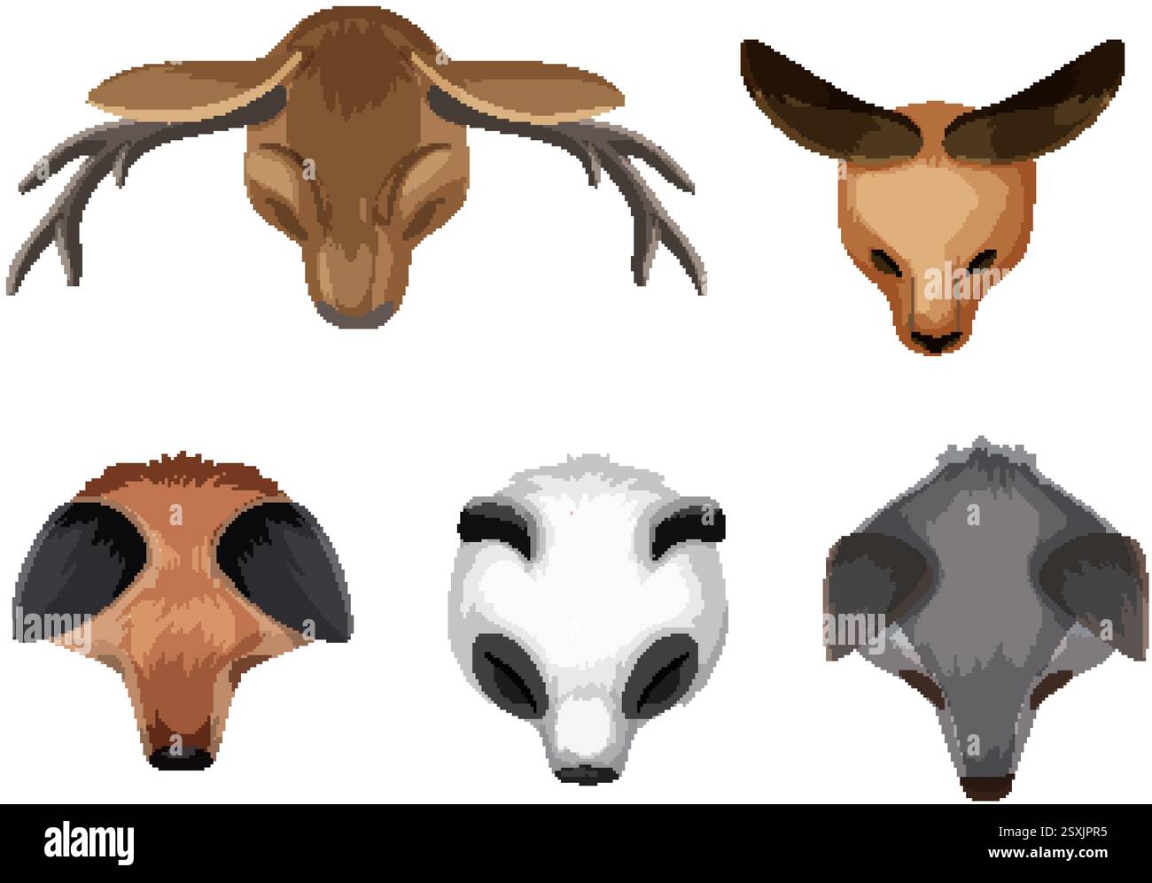 Illustration of five animal heads from above Stock Vector Image & Art ...