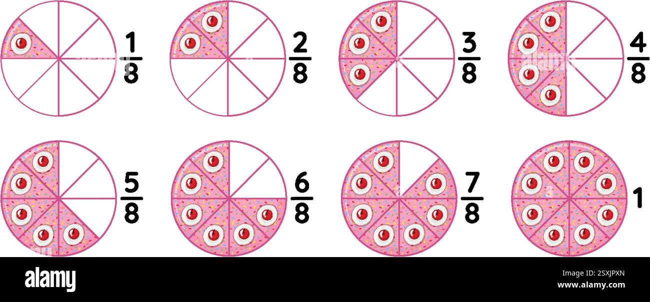 Illustration of fractions using pie charts Stock Vector Image & Art - Alamy