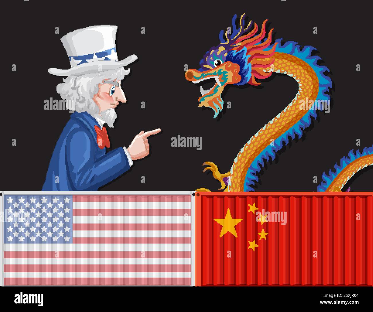 Illustration of economic conflict and international relations Stock ...