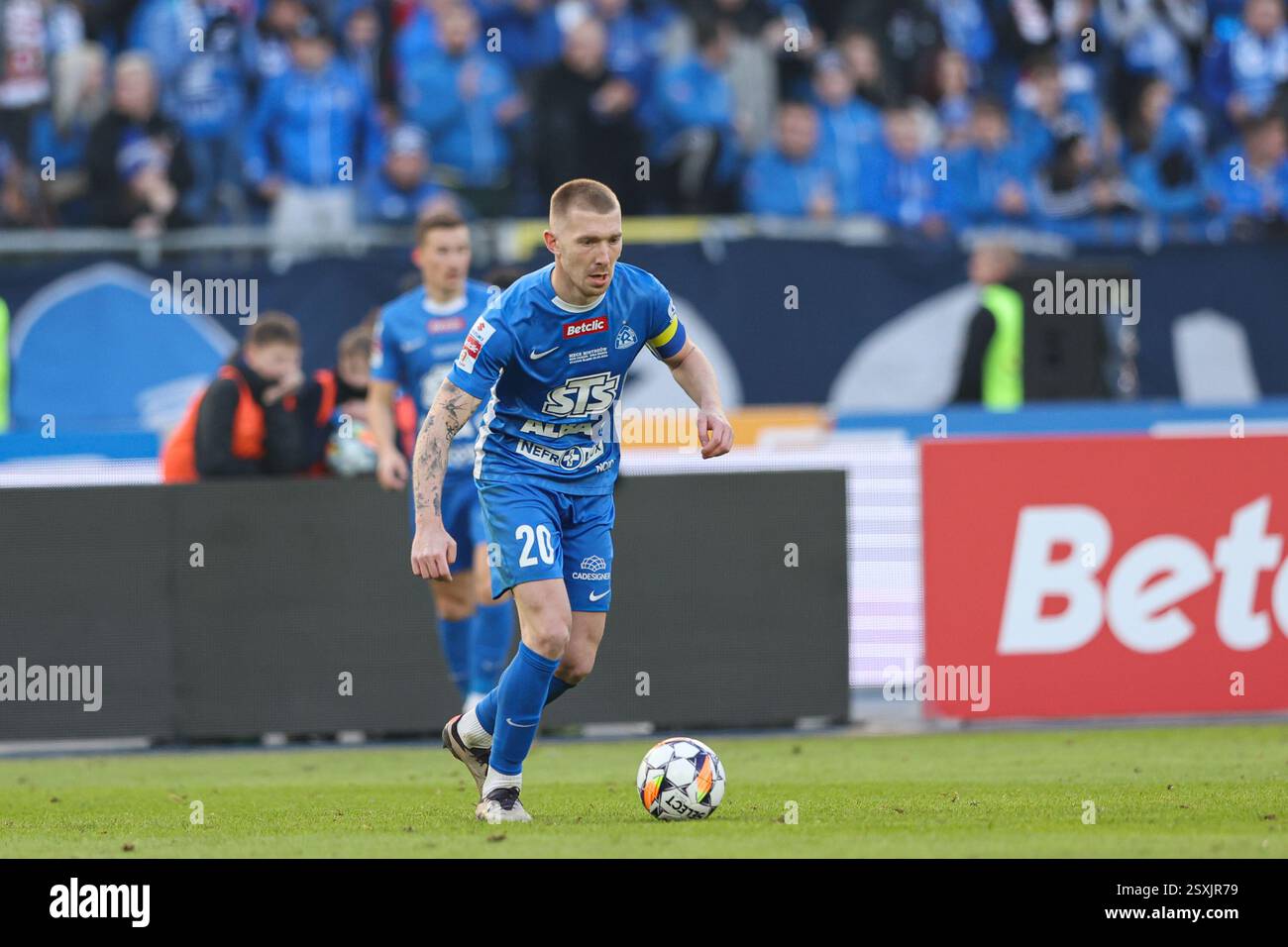 Chorzow, Poland. 22nd Feb, 2025. Szymon Szymanski of Ruch Chorzow seen in action during BETCLIC ...