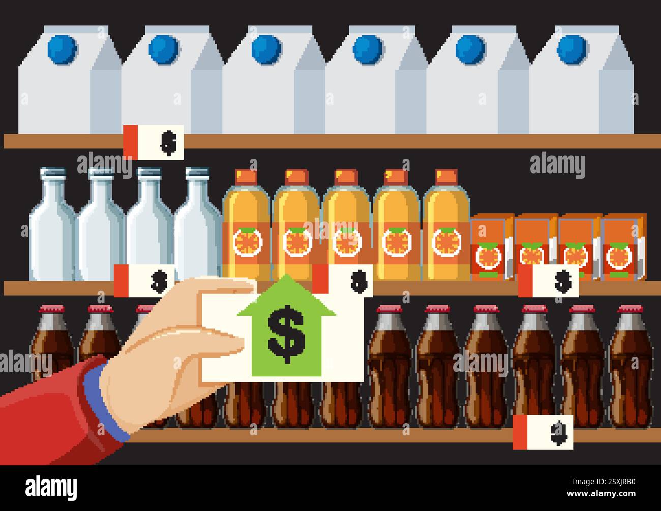 Illustration of rising costs in grocery store Stock Vector Image & Art ...