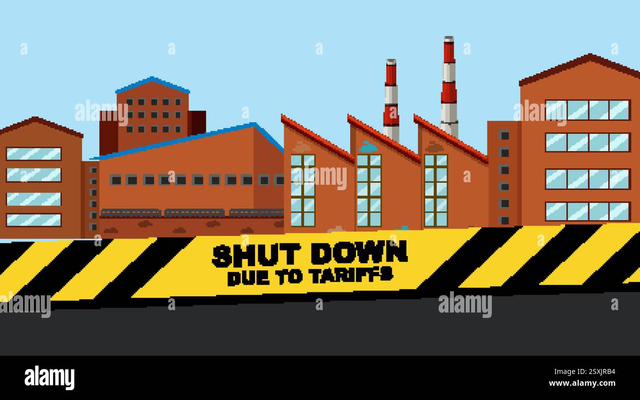 Illustration of factory closure from tariff impact Stock Vector Image ...