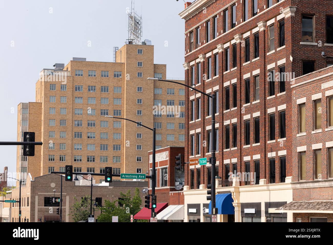 Kansas City, Kansas, USA - June 15, 2023: Historic building facades ...