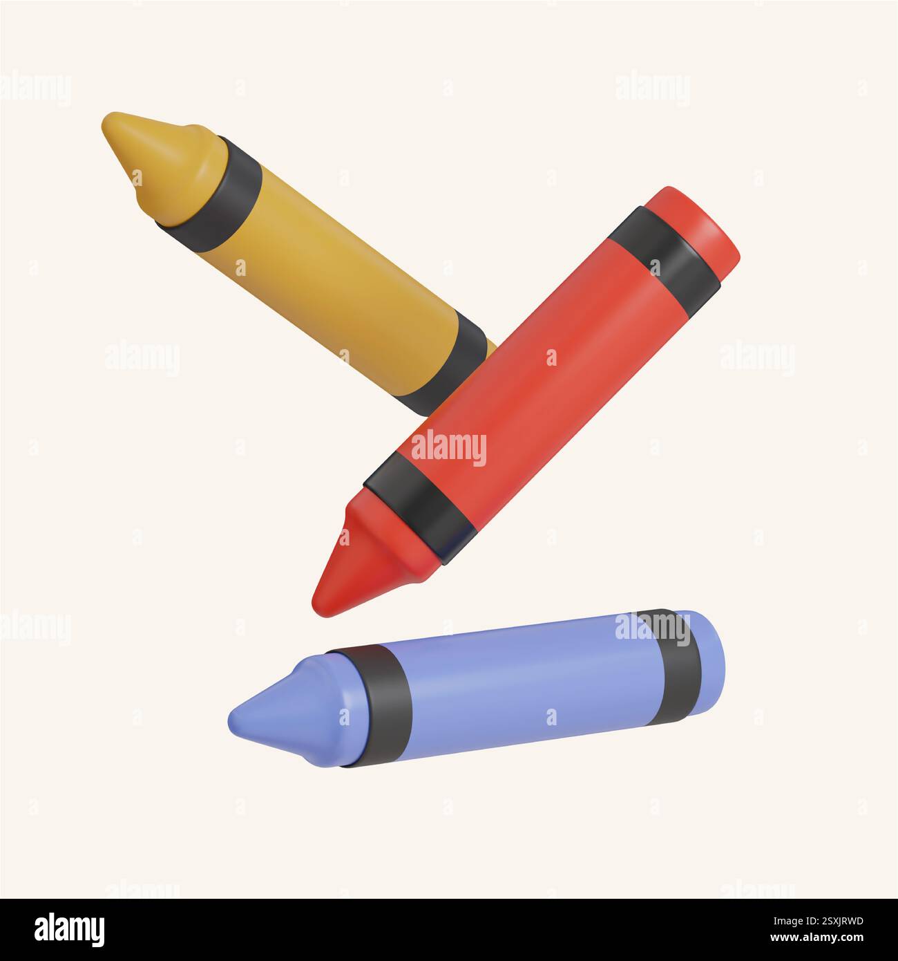 Crayons icons. minimal 3D Illustration School Education Stock Photo - Alamy
