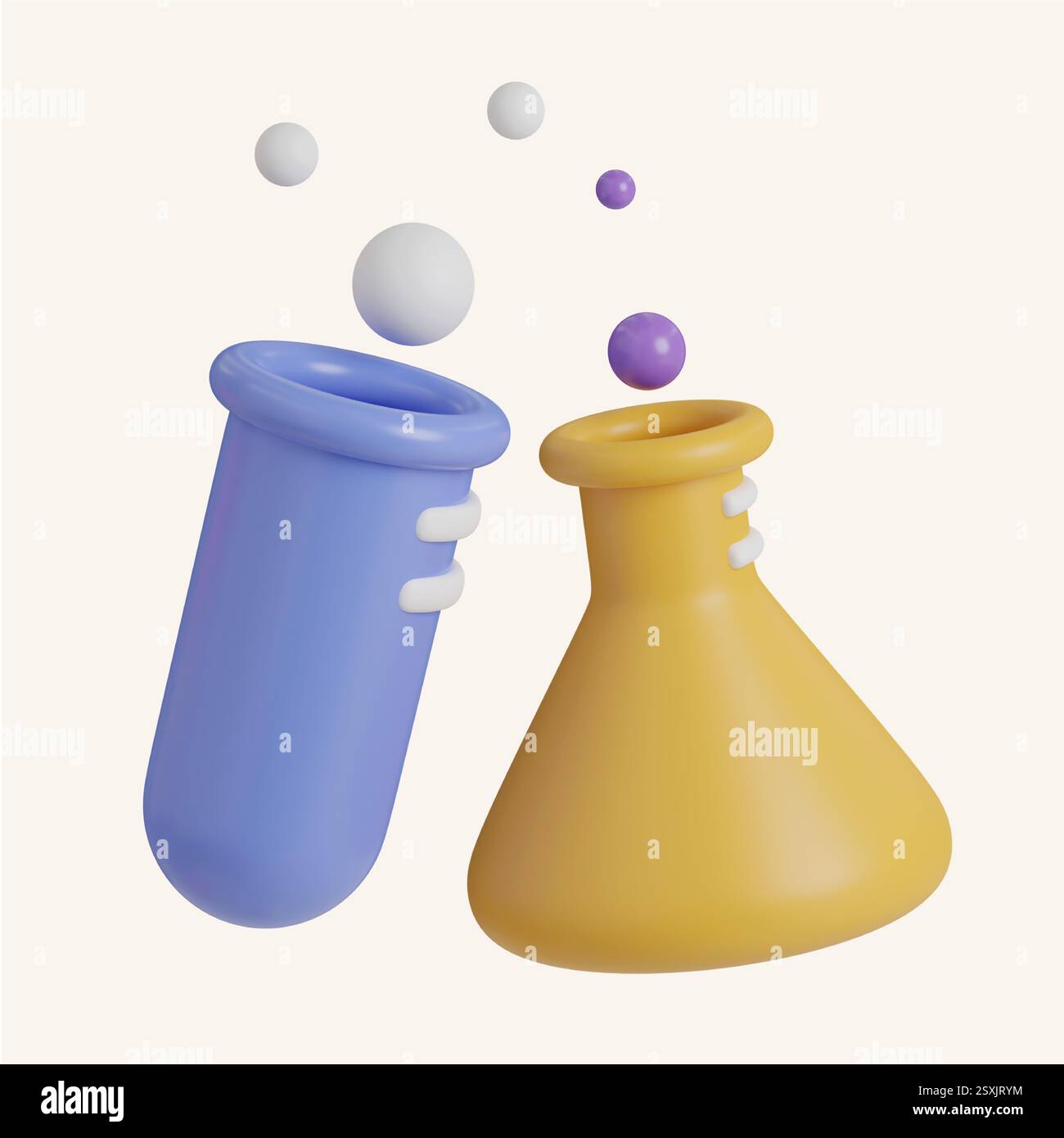 science test tube icons. minimal 3D Illustration School Education Stock ...