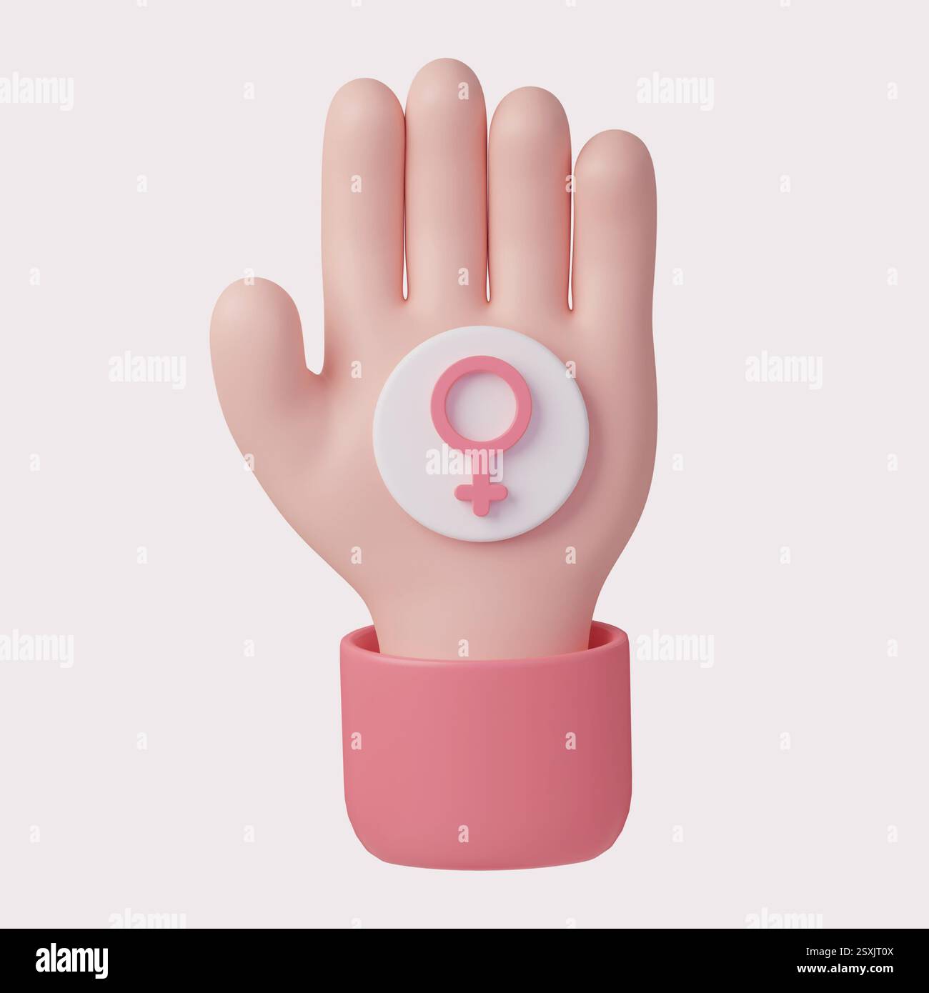 Hand Showing Female Gender Symbol Badge.international Women's Day,3D ...