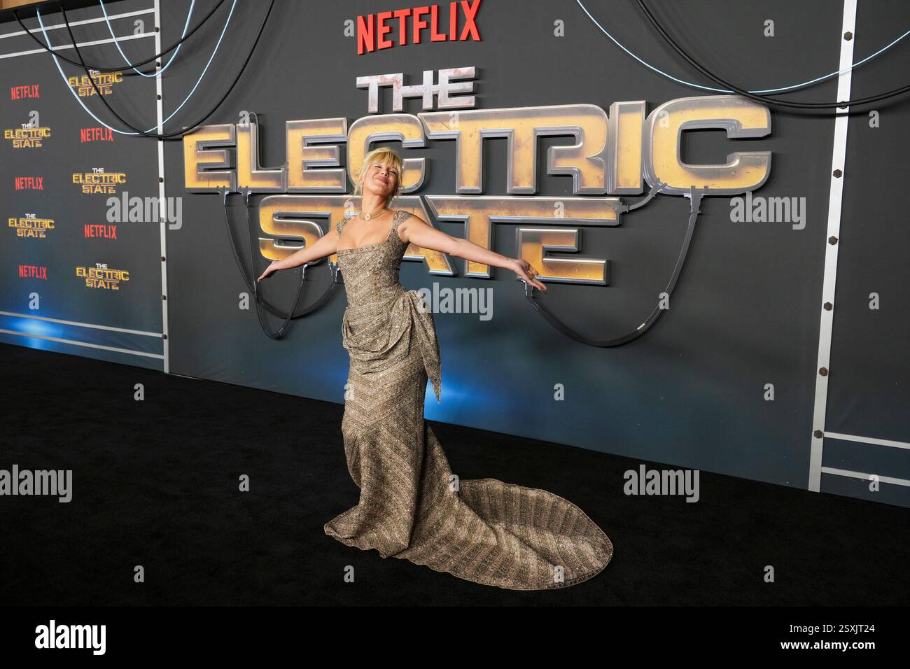 Millie Bobby Brown arrives at the premiere of "The Electric State" on ...
