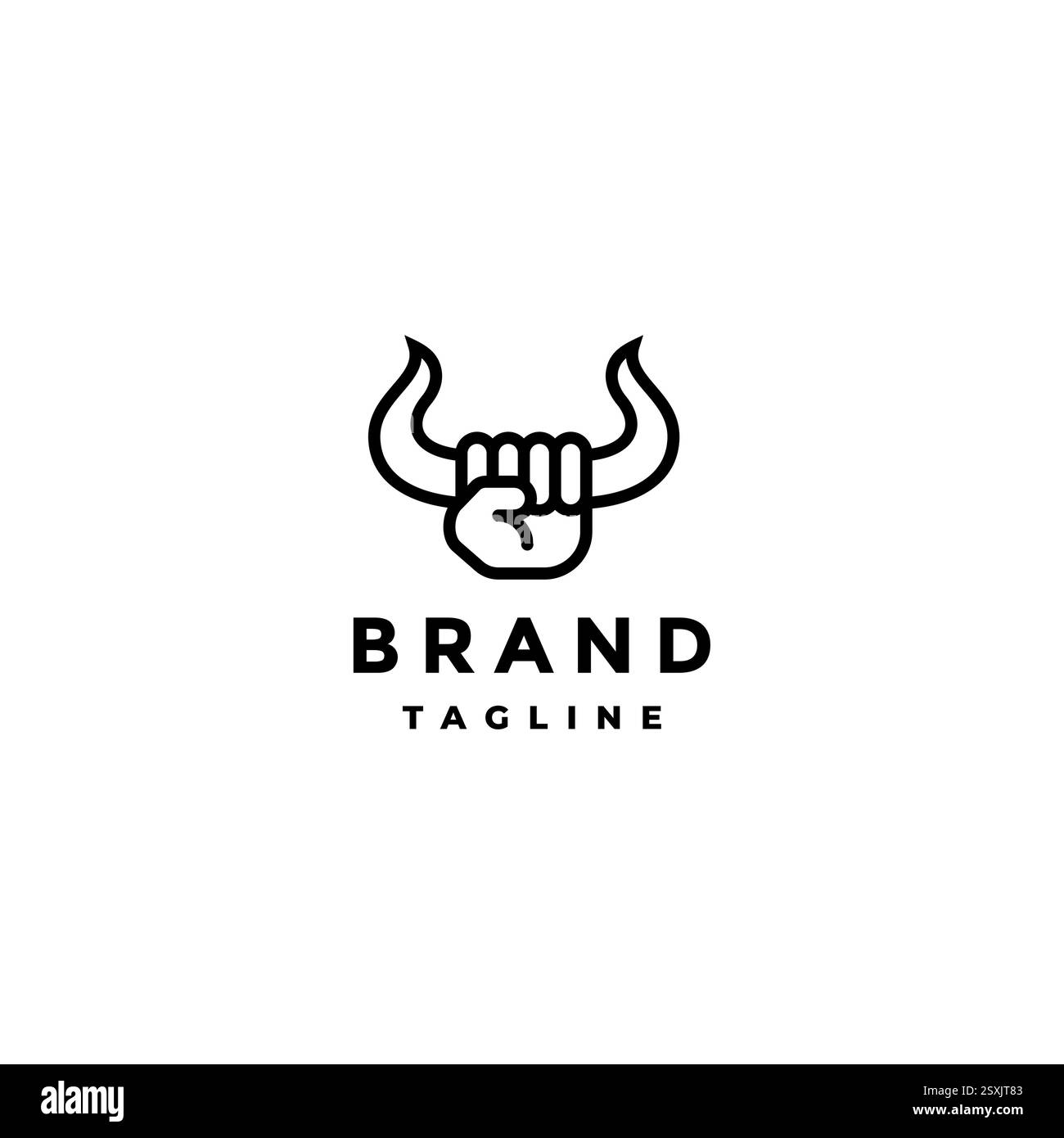 Hands Holding Horns Up Logo Design. Hands And Horns Form A Bulls Head ...