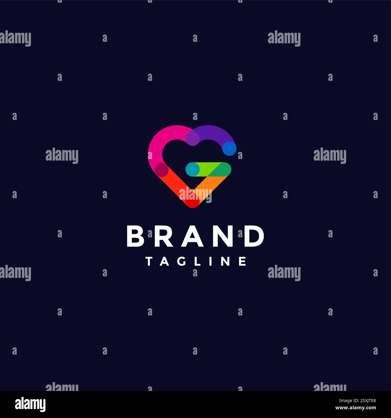 Colorful Letter G Shaped Heart Logo Design. Twisted Colorful Round ...