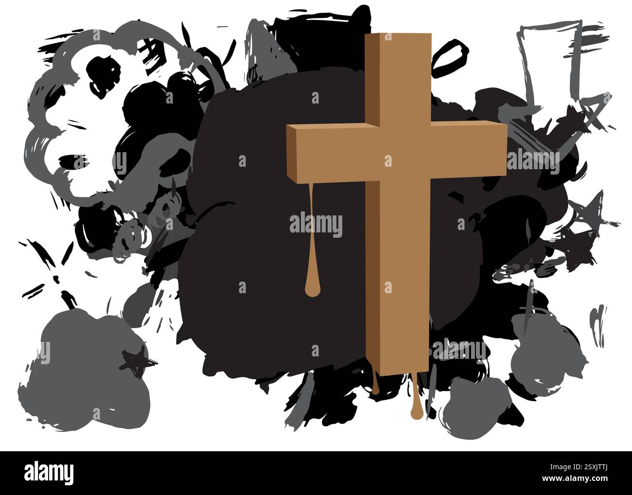 Religion cross, Crucifix graffiti. Abstract modern street art ...