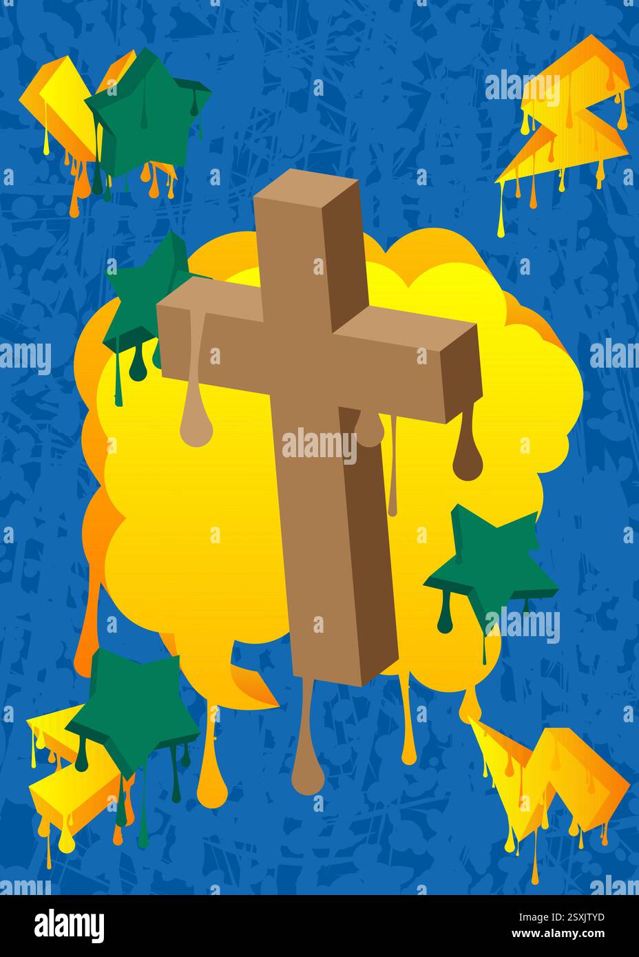 Religion cross, Crucifix graffiti. Abstract modern street art ...