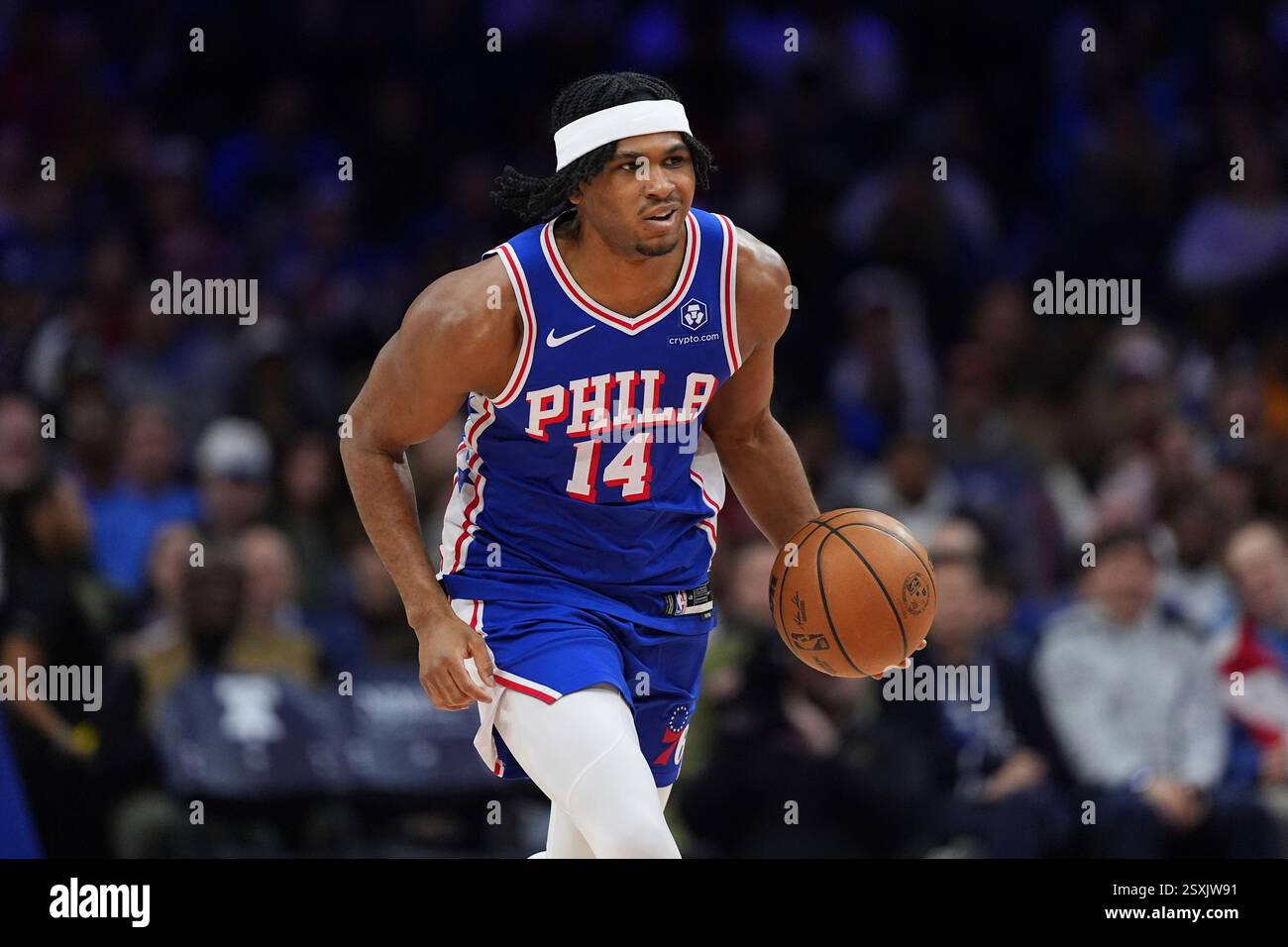 Philadelphia 76ers' Ricky Council IV plays during an NBA basketball ...