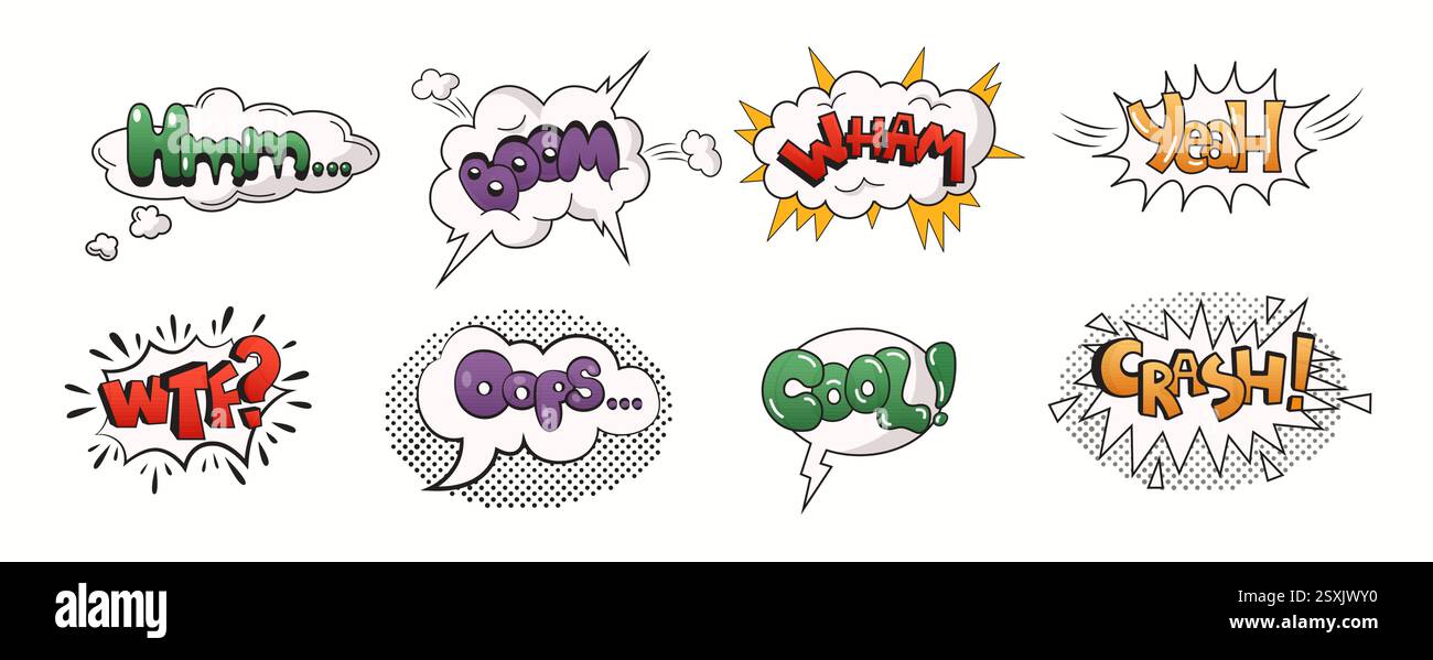 Animation boom text in speech hi-res stock photography and images - Alamy