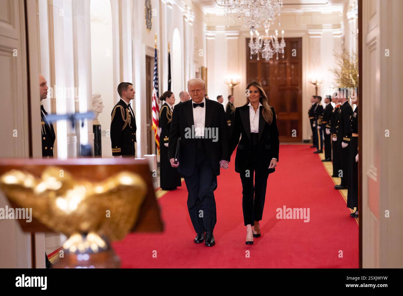 President Donald J. Trump and First Lady Melania Trump walk down the ...