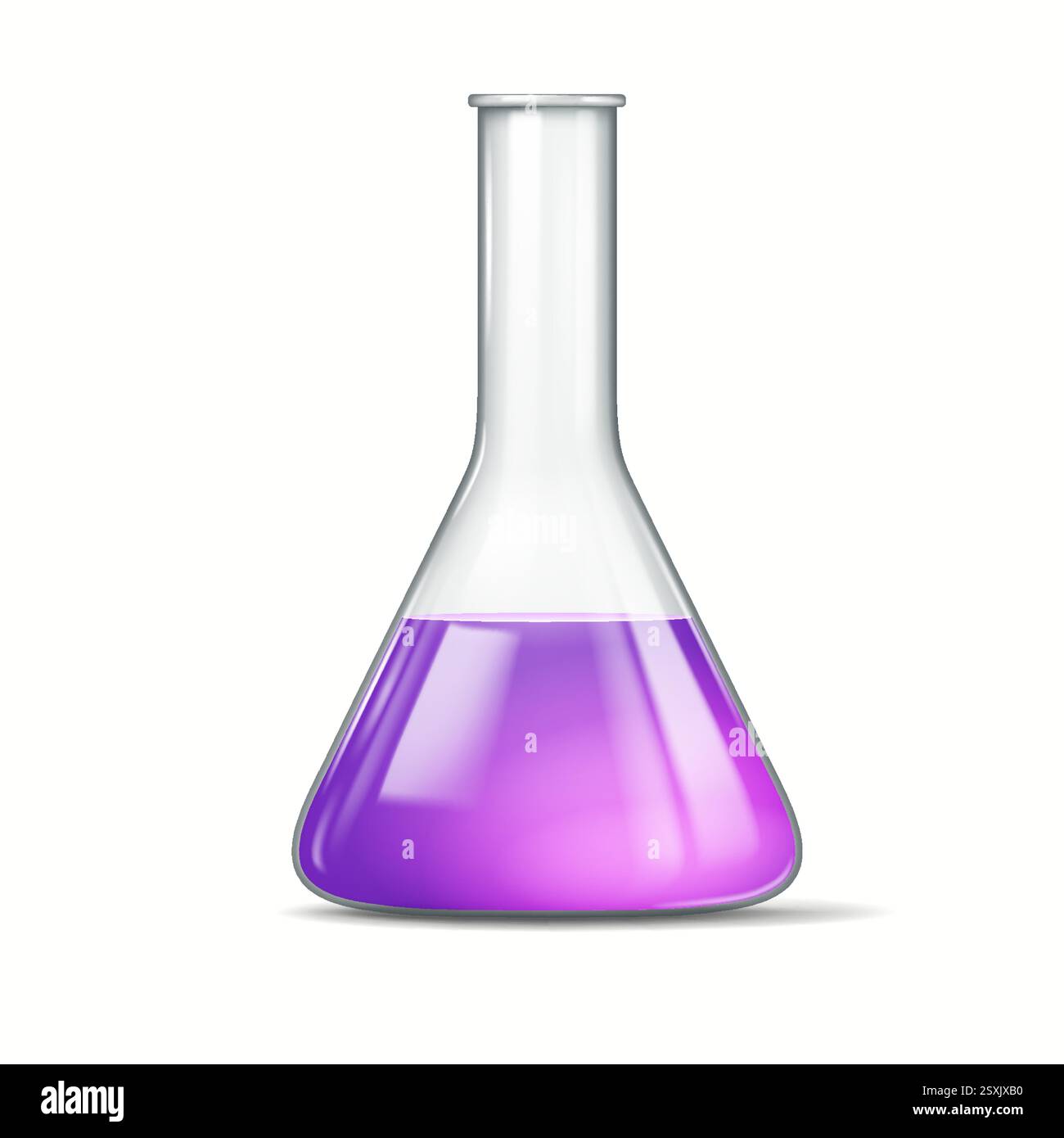 Realistic illustration of an Erlenmeyer flask containing a vibrant ...
