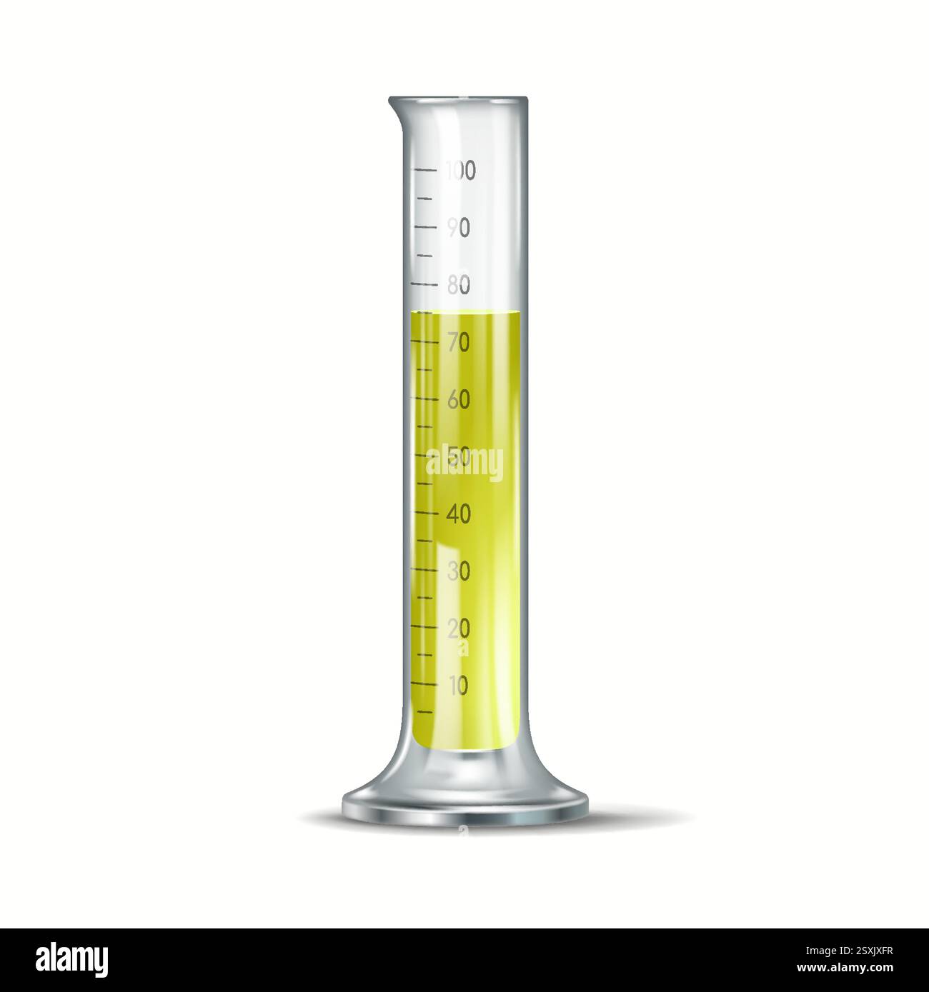 Digital illustration of a transparent measuring cylinder containing ...