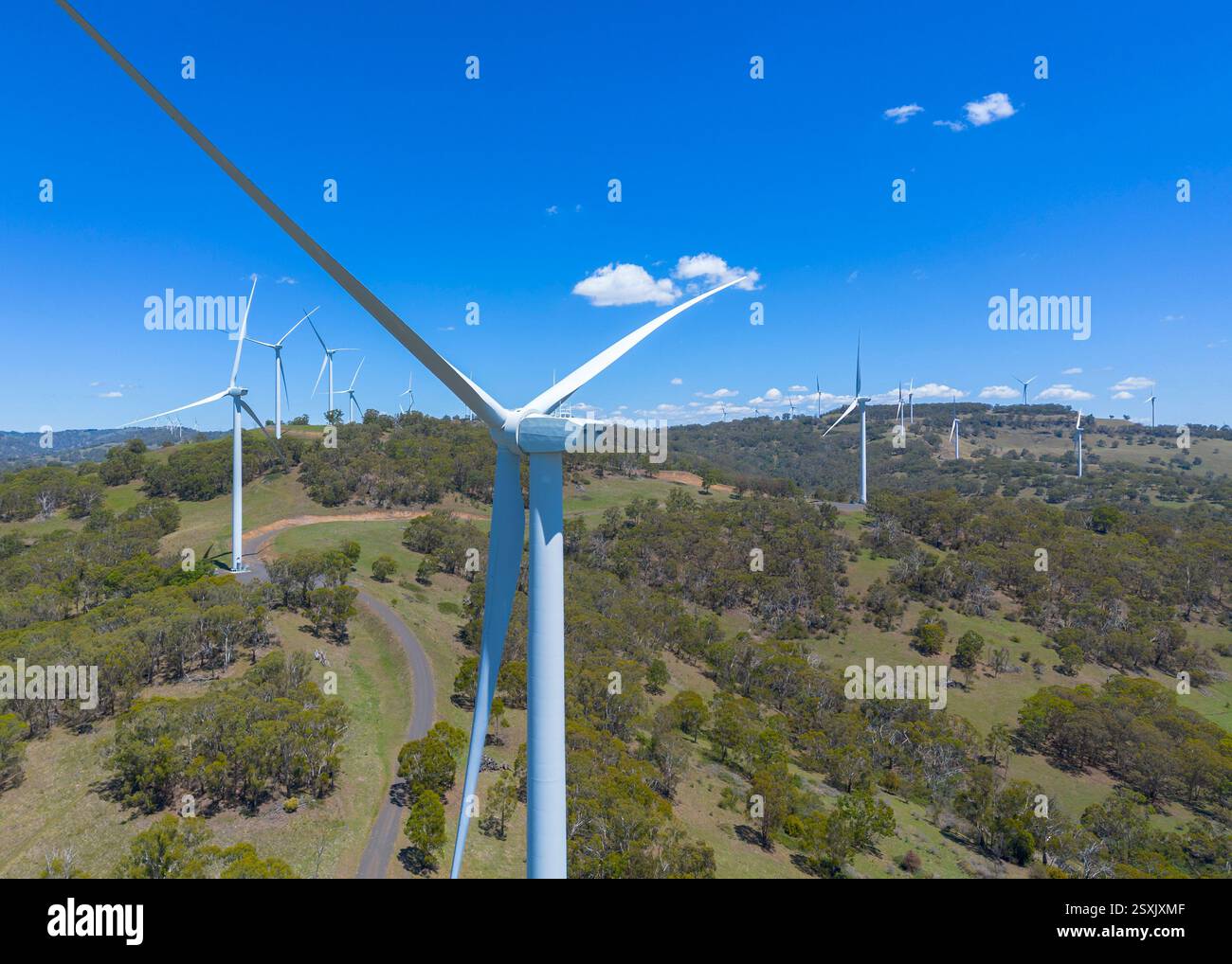 Aerial view of Wind turbines at the White Rocks wind farm near Glen ...