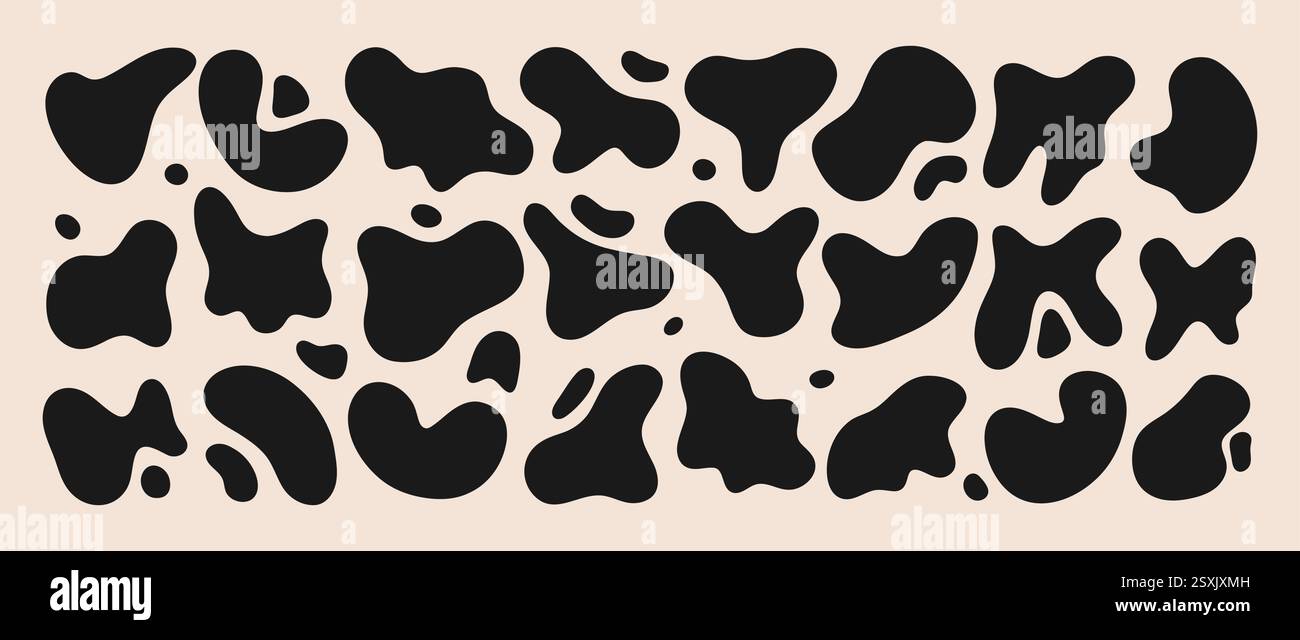 Freeform set. Collection of hand drawn abstract irregular blobs. Trendy minimal designs. Flat ...