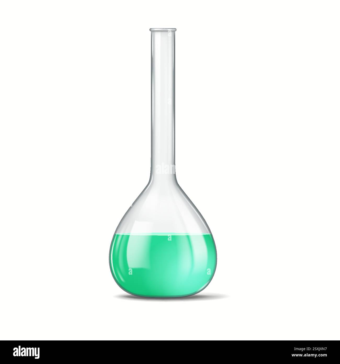 Illustration of a laboratory glass flask containing vibrant green ...