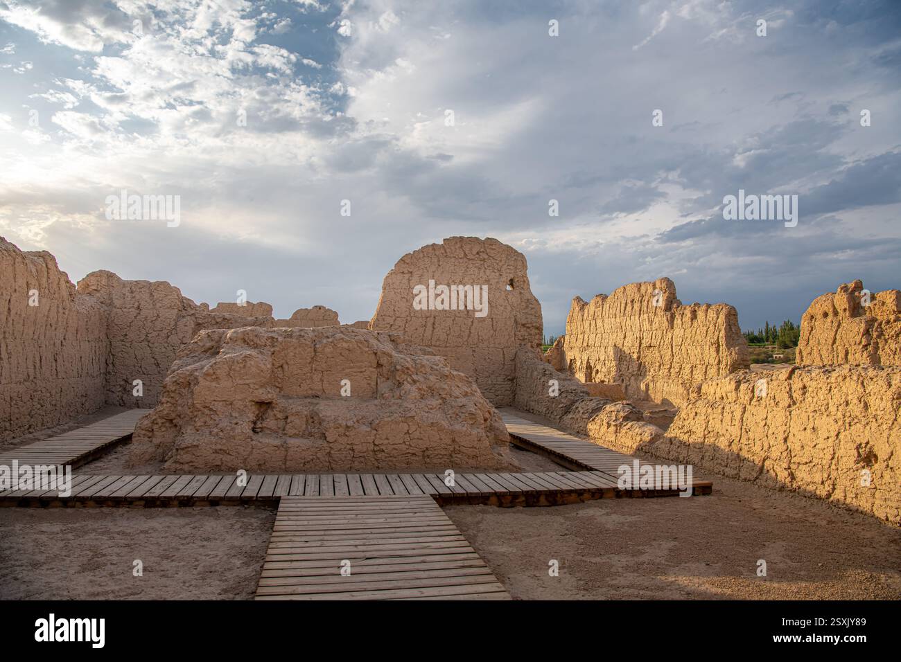 The pass way through the ancient walls of ruined city of Jiaohe, Silk ...