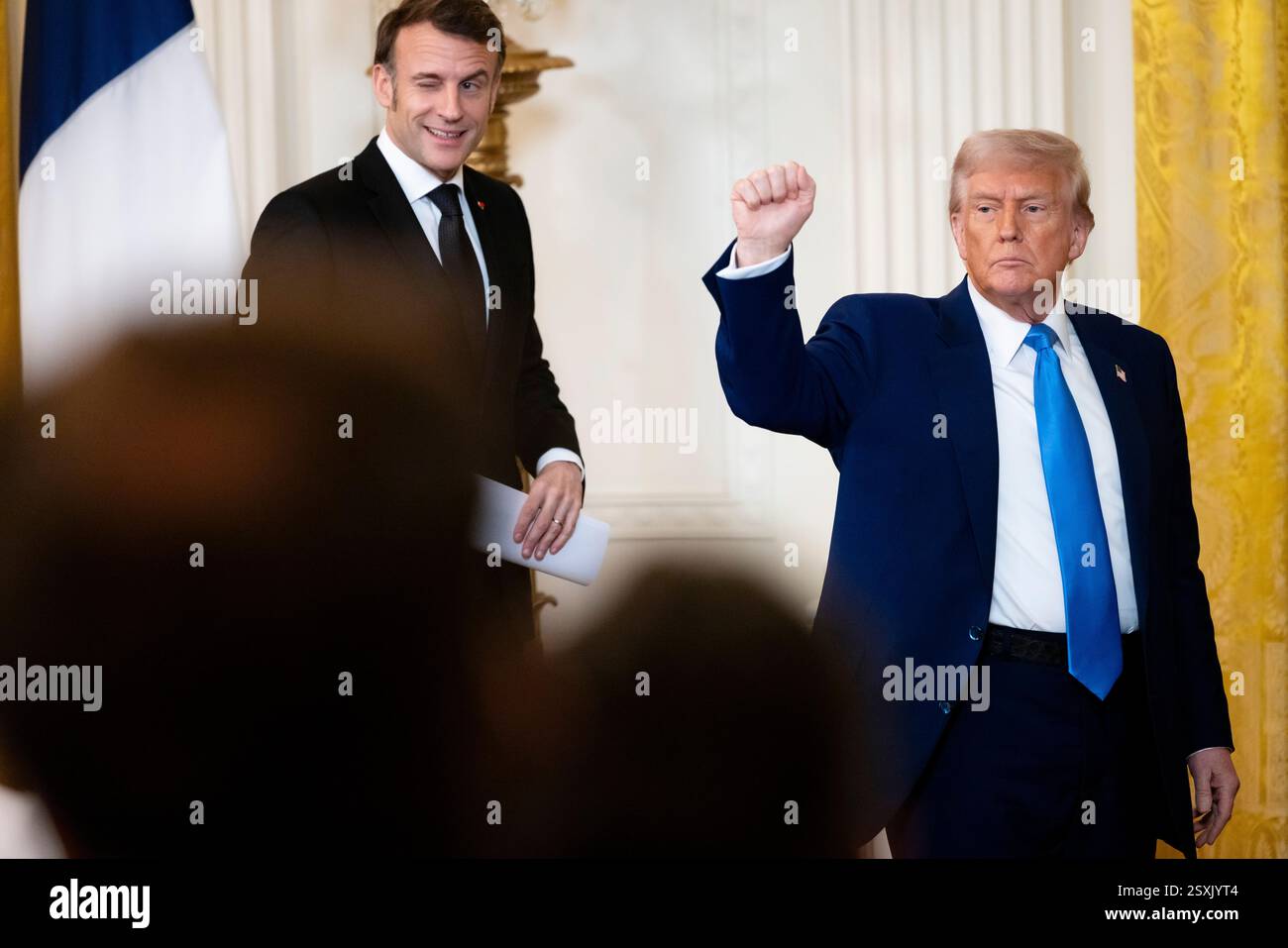 WASHINGTON – Feb. 24, 2025: U.S. President Donald Trump pumps his fist ...