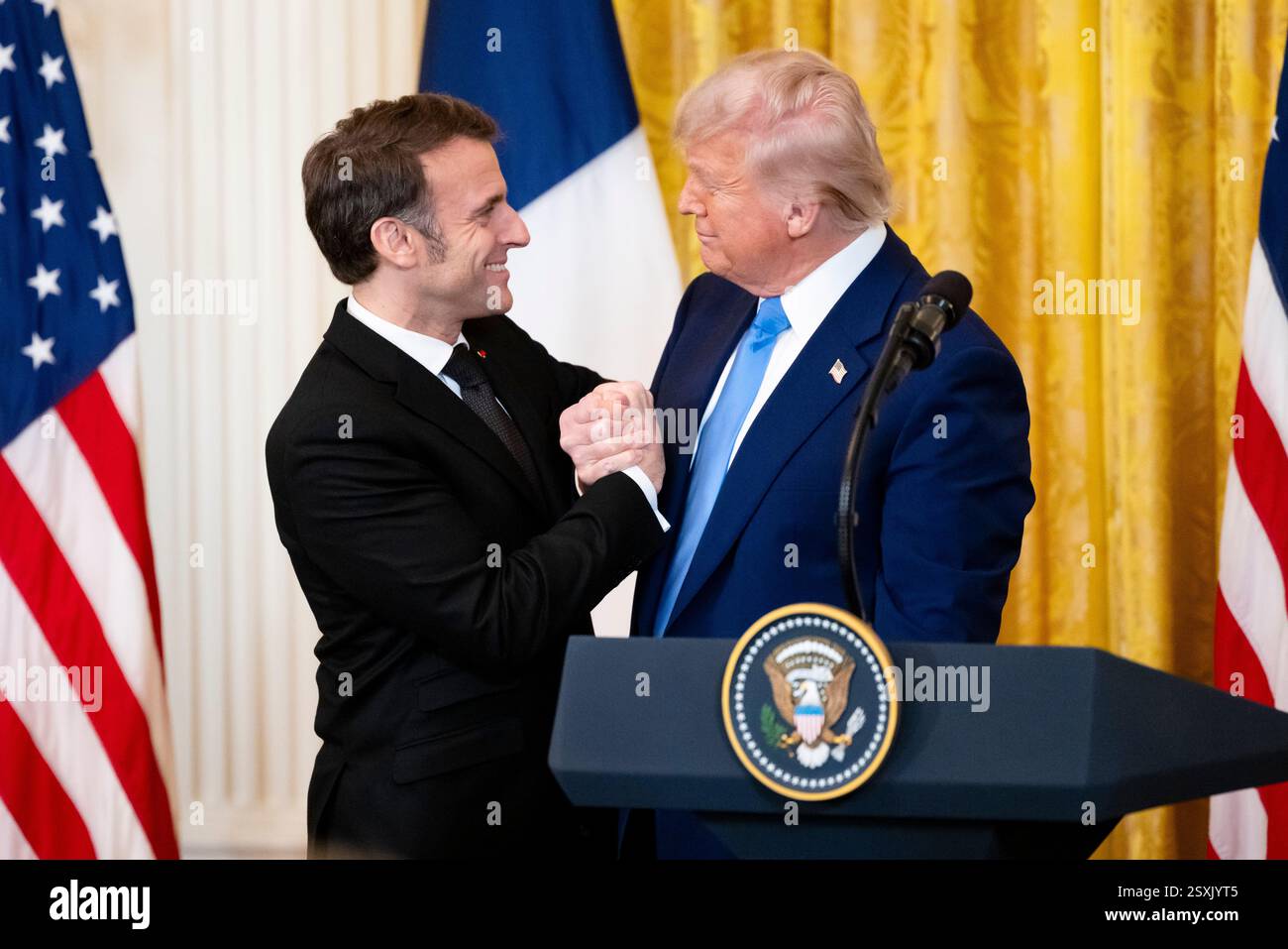 WASHINGTON – Feb. 24, 2025: U.S. President Donald Trump and French ...