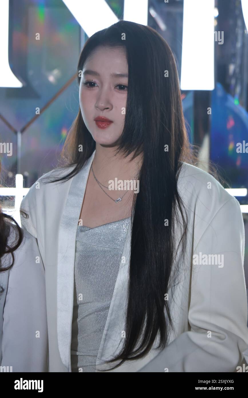 Chinese actress and singer Guan Xiaotong attends an activity in ...