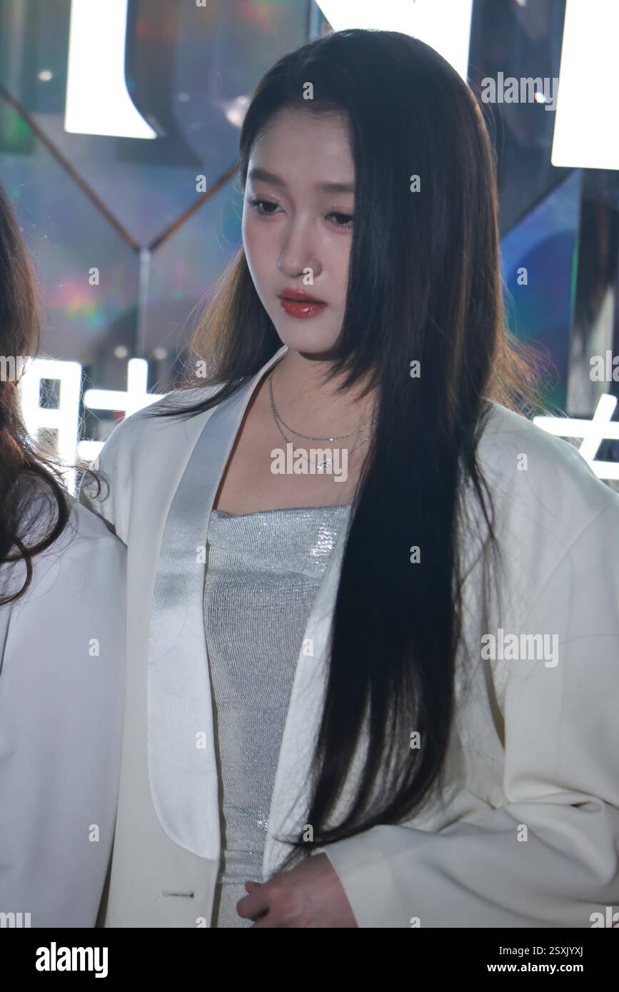 Chinese actress and singer Guan Xiaotong attends an activity in ...