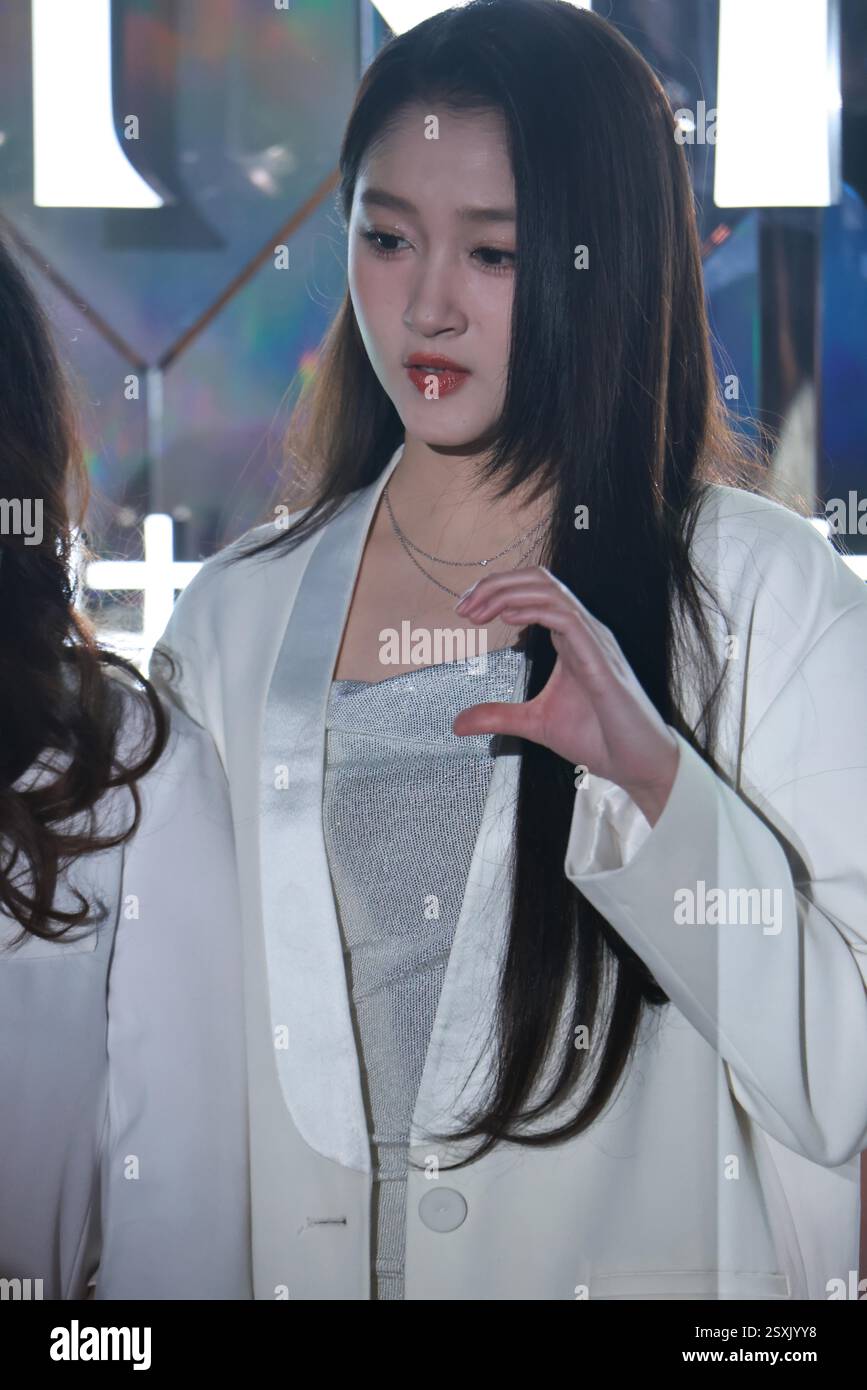 Chinese actress and singer Guan Xiaotong attends an activity in ...