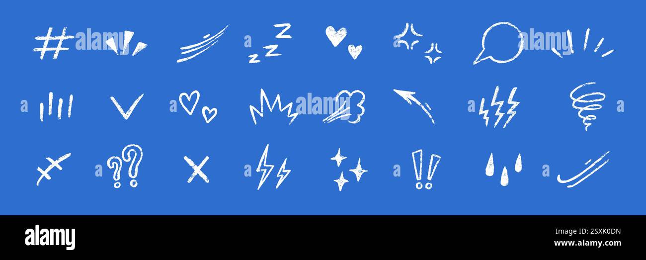 Line movement comic element, cartoon emotion mark effect decoration ...