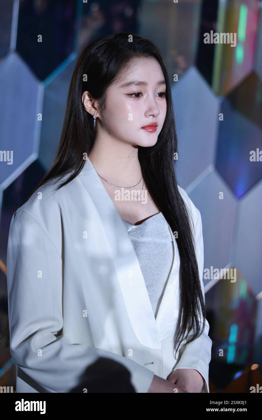 Chinese actress and singer Guan Xiaotong attends an activity in ...