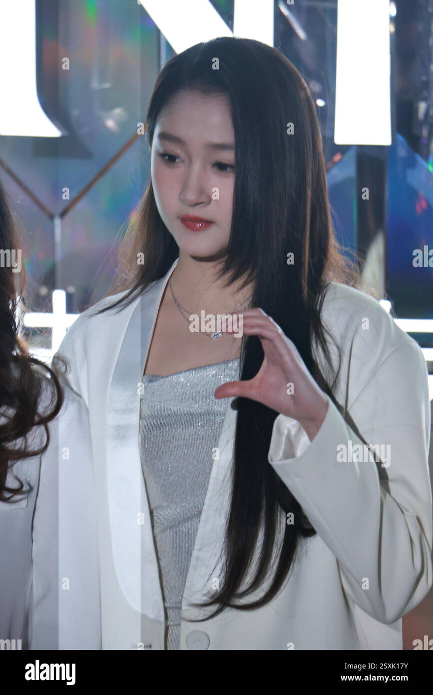 Chinese actress and singer Guan Xiaotong attends an activity in ...