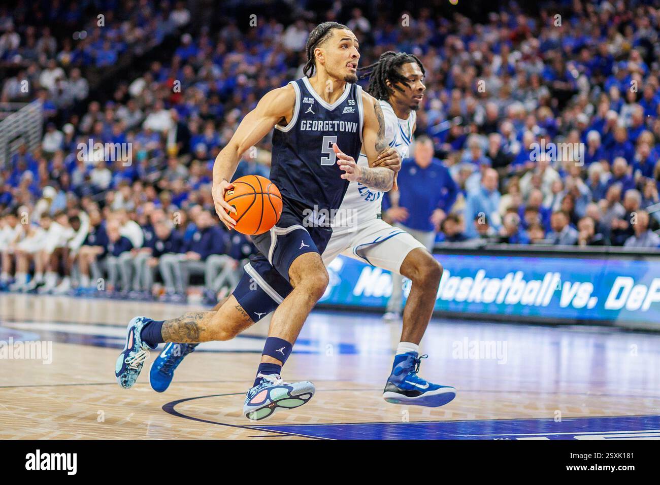February 23, 2025 Omaha, NE. U.S. - Georgetown Hoyas guard Micah Peavy ...