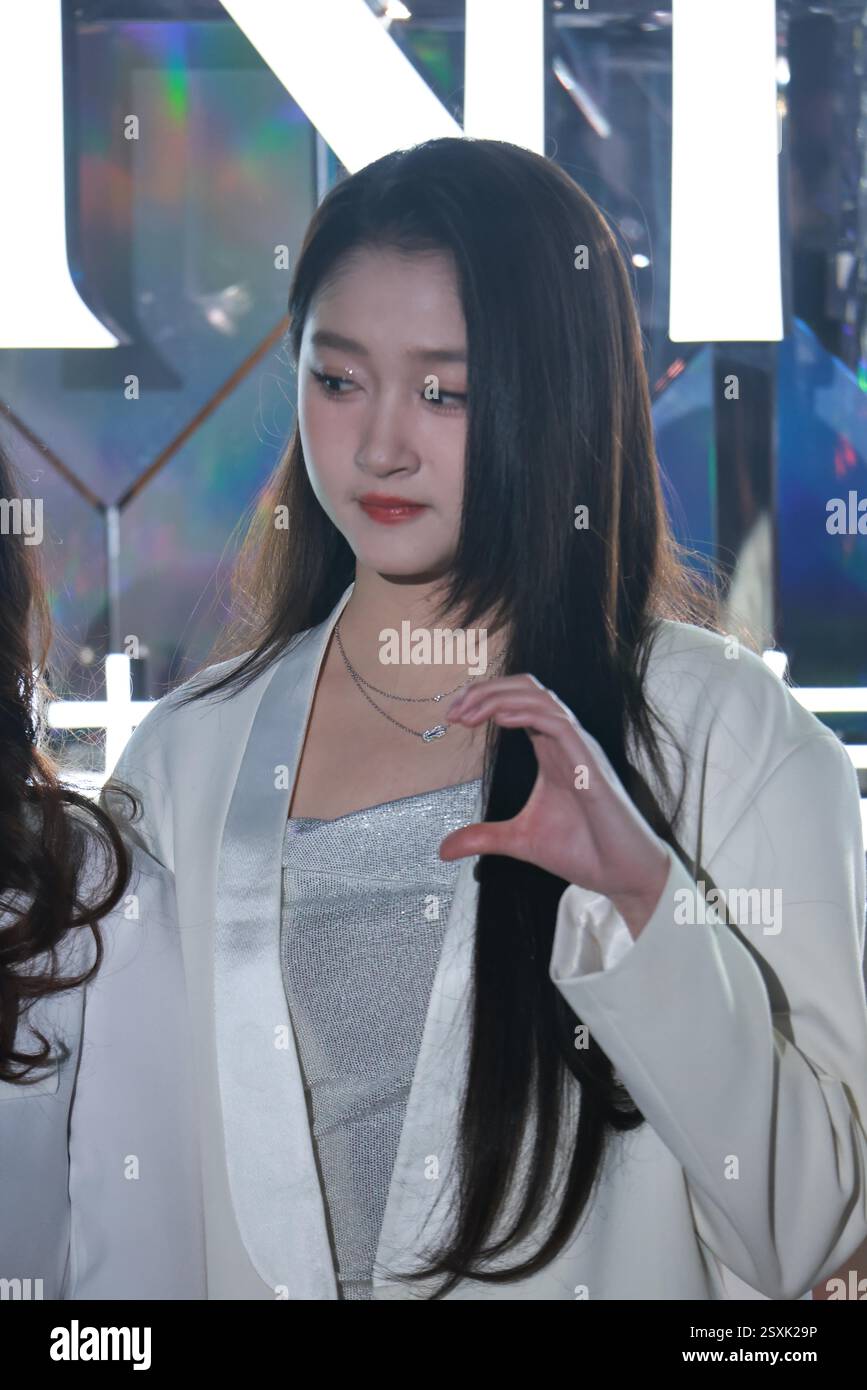 Chinese actress and singer Guan Xiaotong attends an activity in ...
