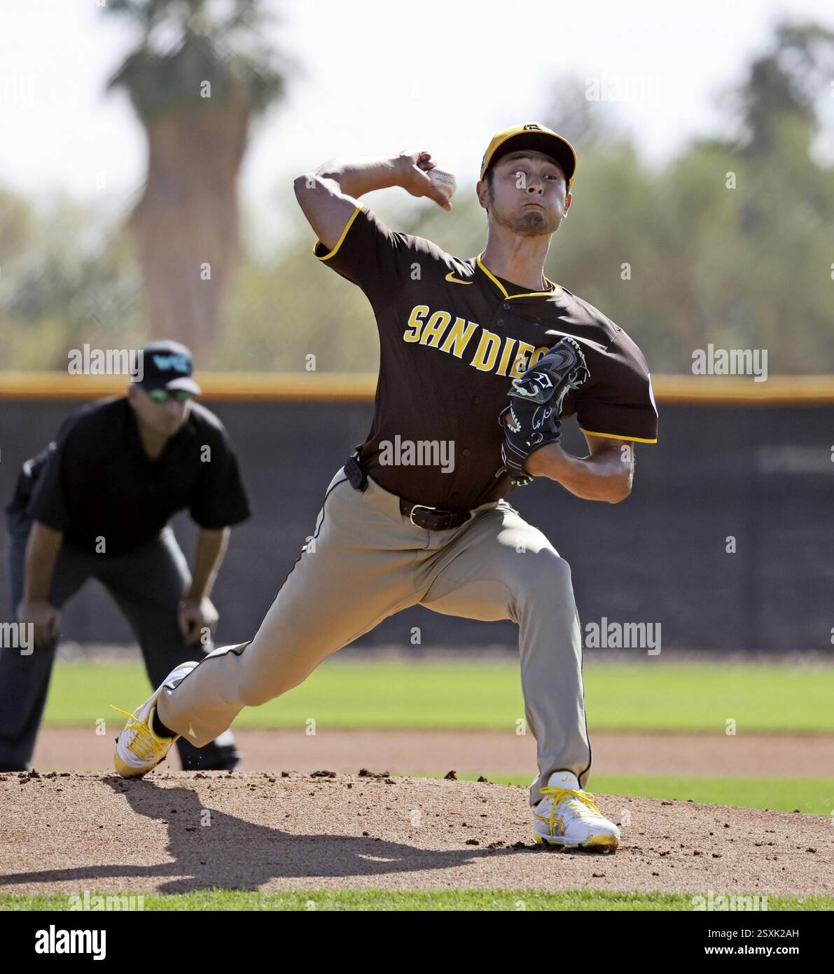 San Diego Padres pitcher Yu Darvish throws in a simulated game during ...