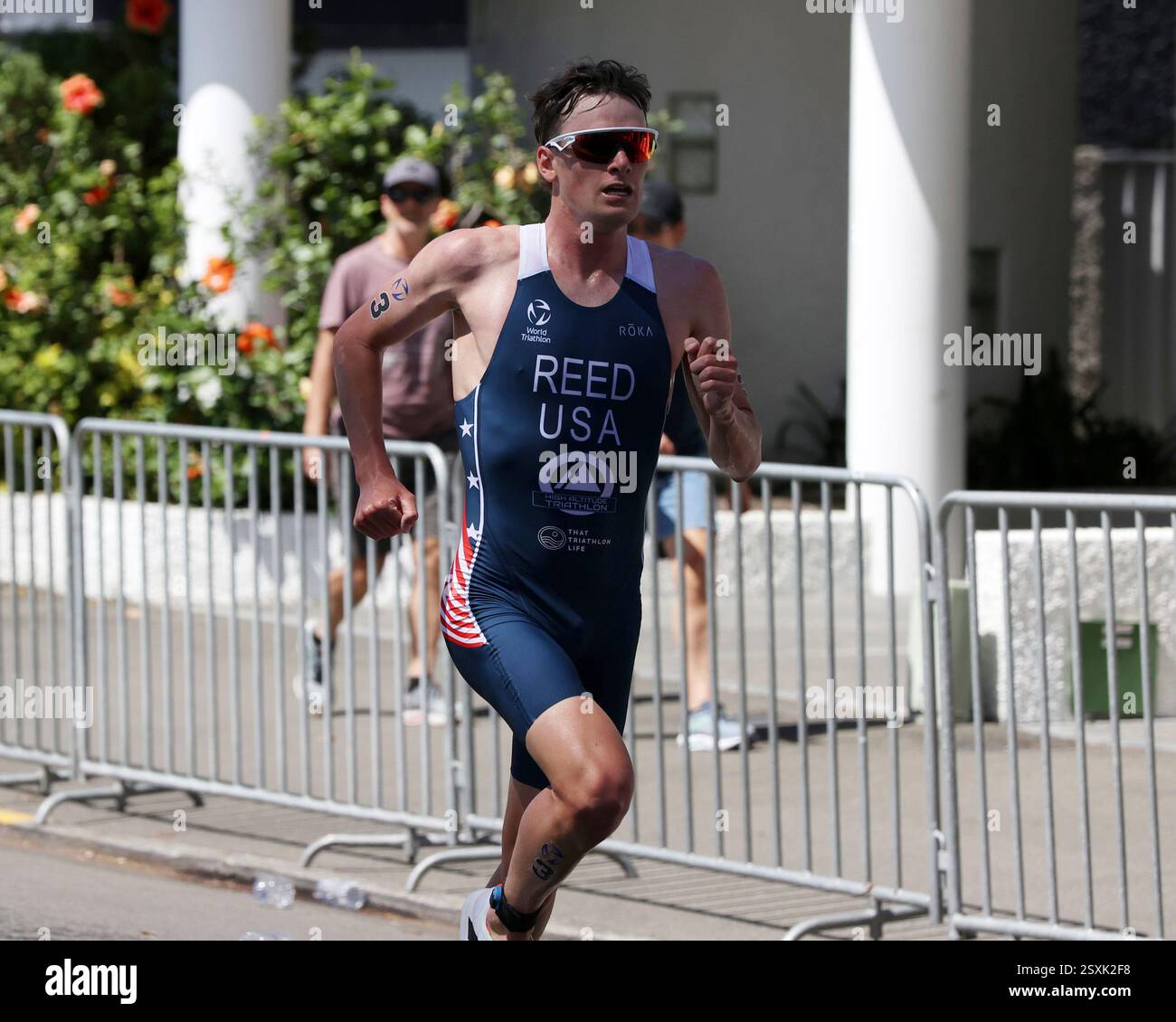 John Reed, of Virginia Beach, Va., at the 2025 World Triathlon Cup ...