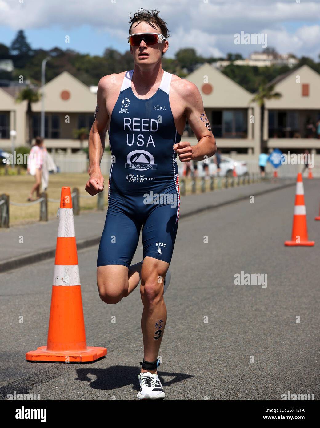 John Reed, of Virginia Beach, Va., at the 2025 World Triathlon Cup ...