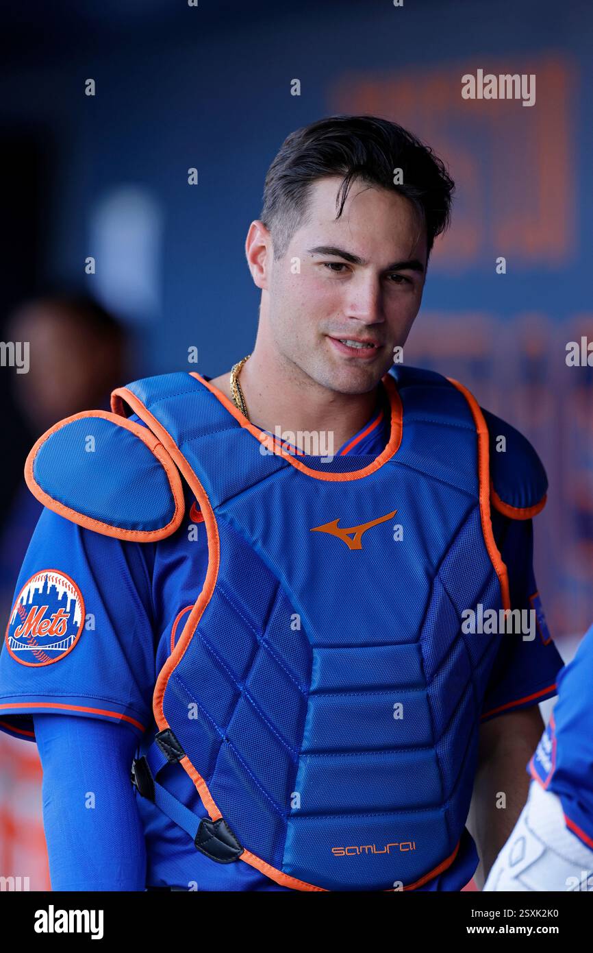 WEST PALM BEACH, FL - FEBRUARY 23: New York Mets catcher Kevin Parada ...