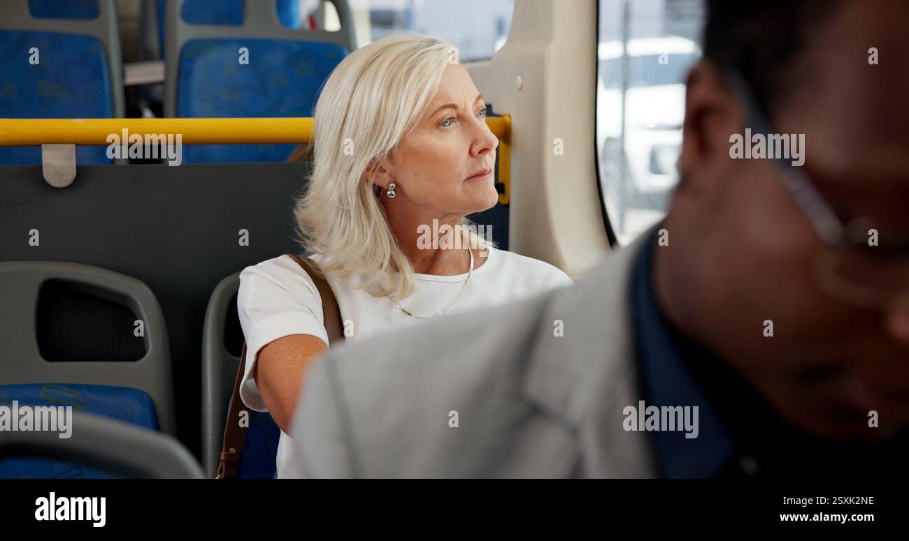 Bus thinking mature woman hi-res stock photography and images - Alamy