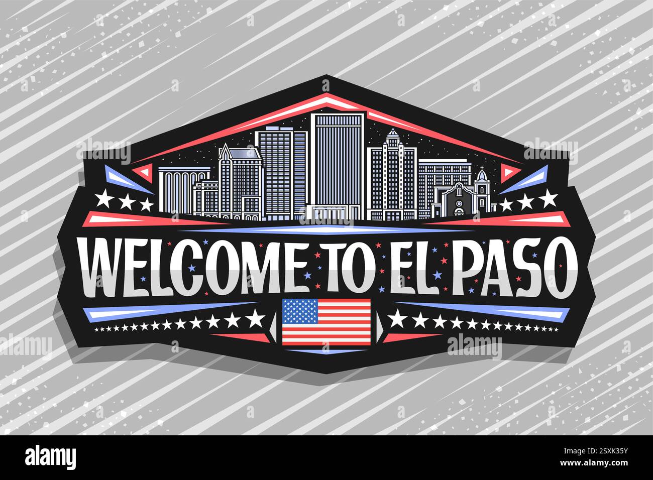 Vector logo for El Paso City, dark decorative badge with line ...