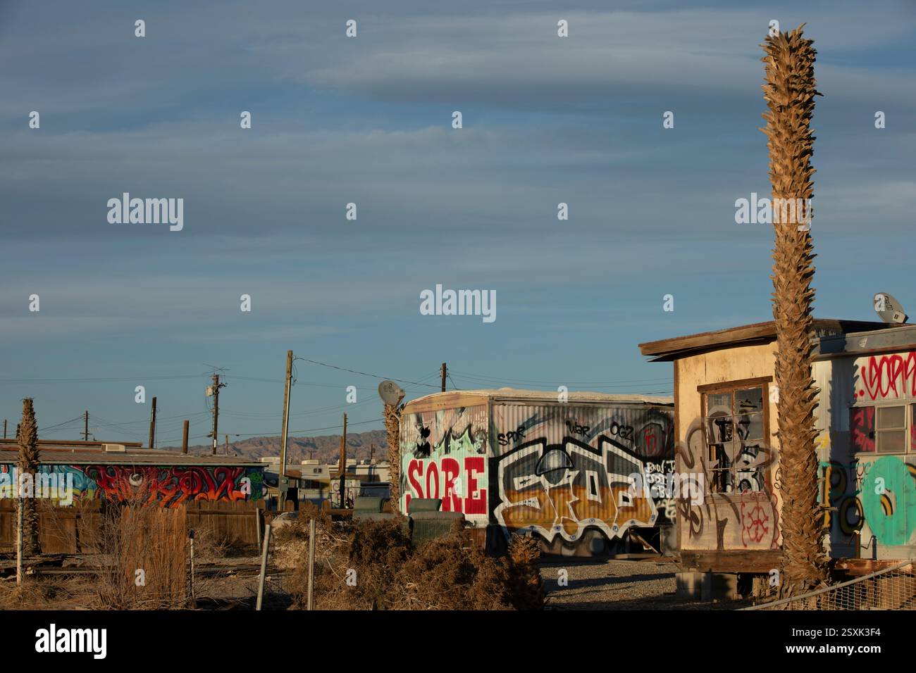 Bombay Beach, California, USA - January 1, 2022: Ruins of a ...