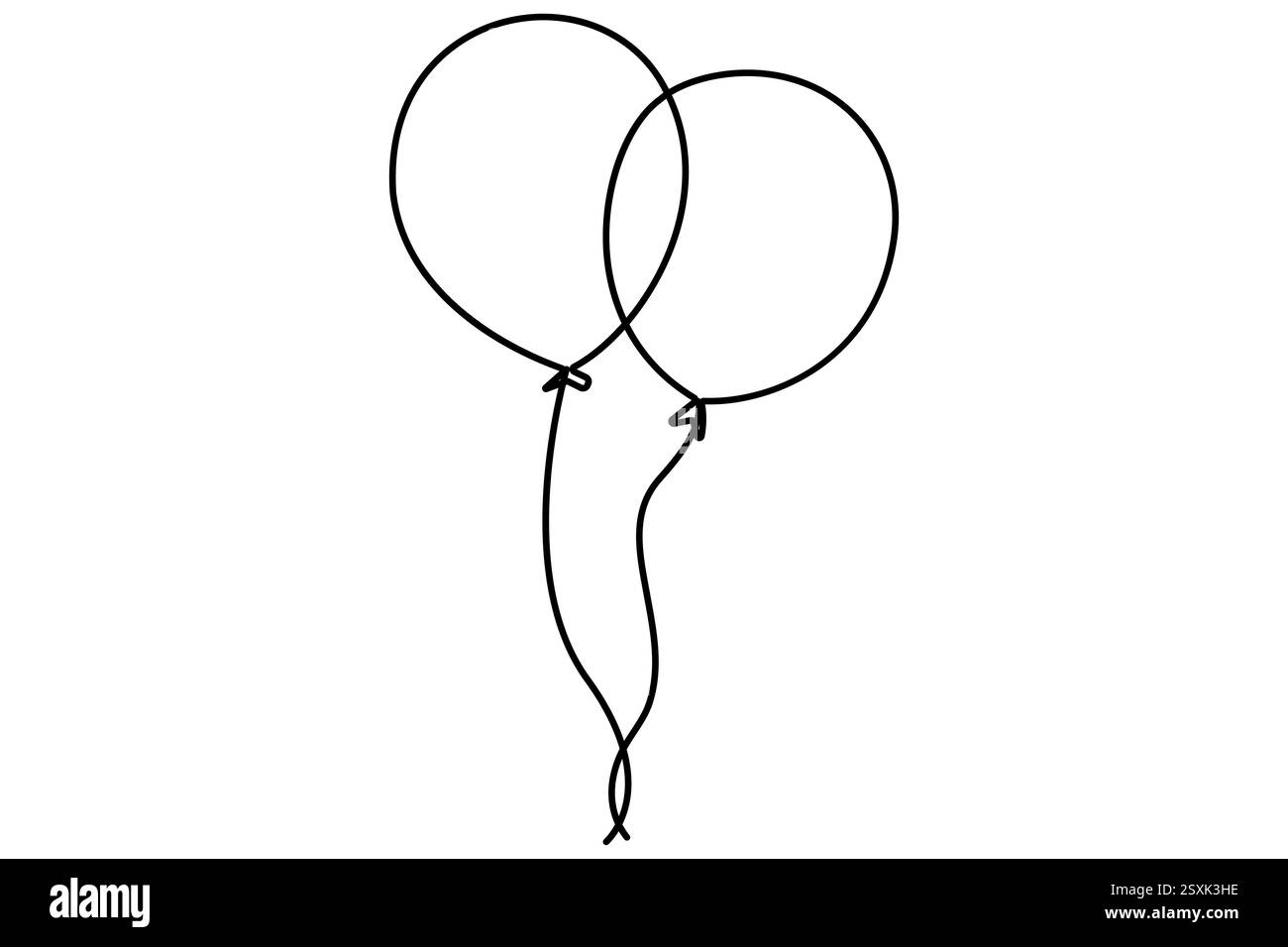 Continuous line drawing of a floating balloon artistic vector outline ...