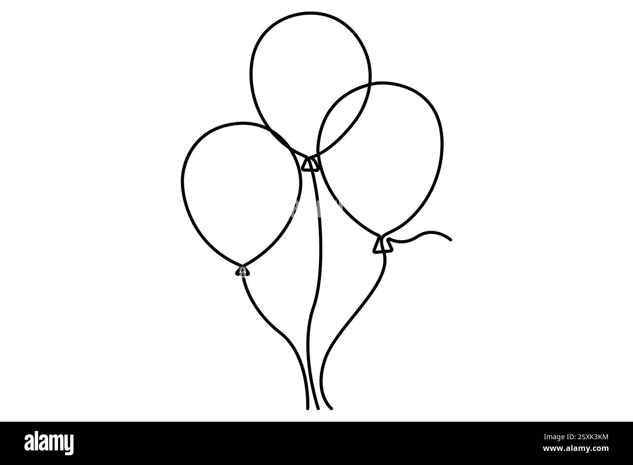 Continuous line drawing of a floating balloon artistic vector outline ...