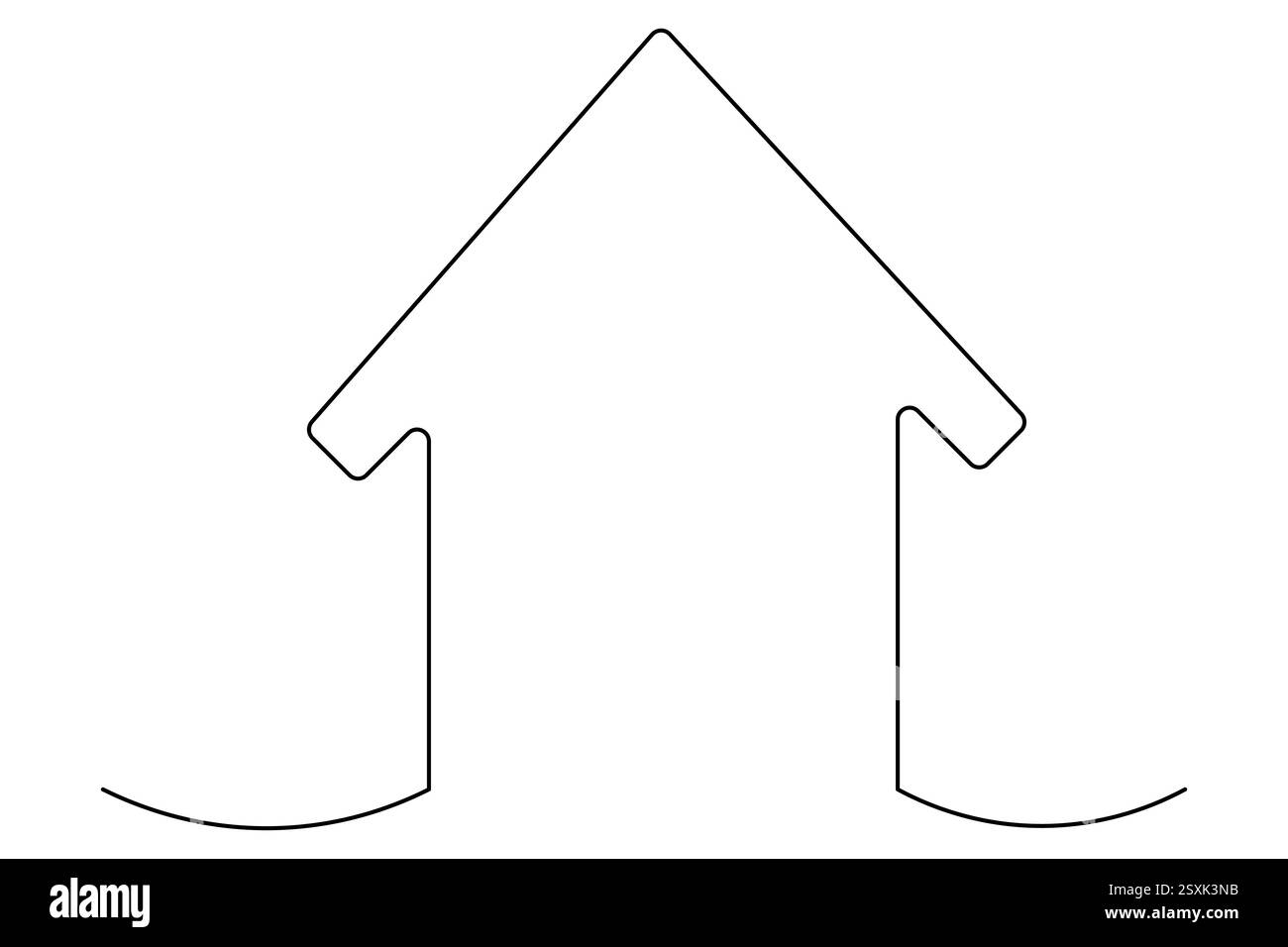 Continuous one line House concept outline isolated on white background ...