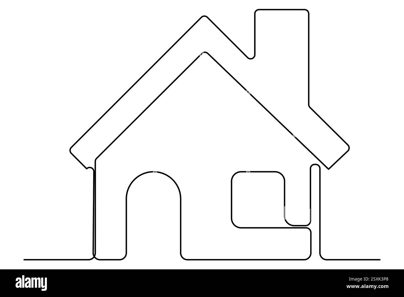 Continuous one line House concept outline isolated on white background ...