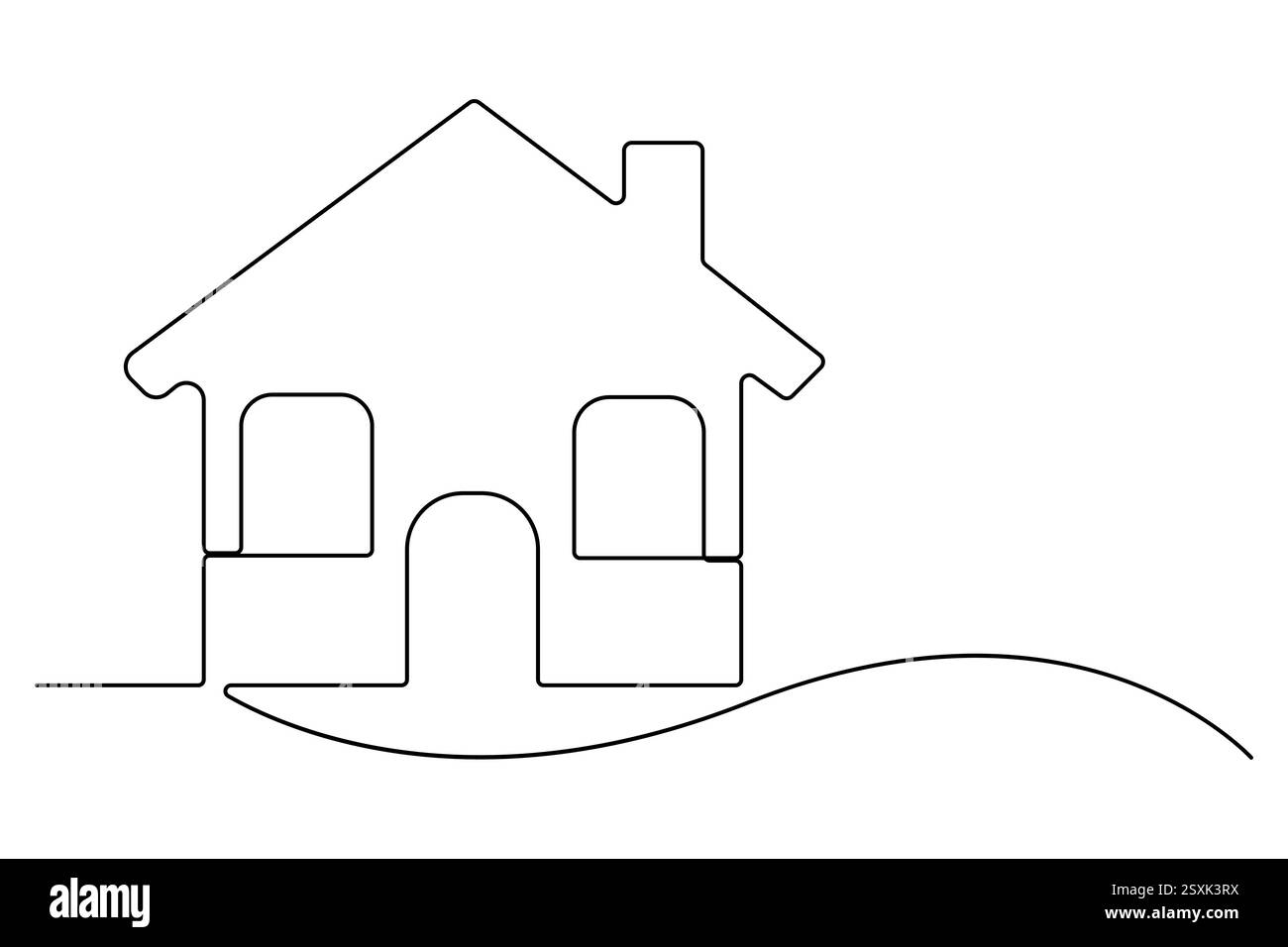 Continuous one line House concept outline isolated on white background ...