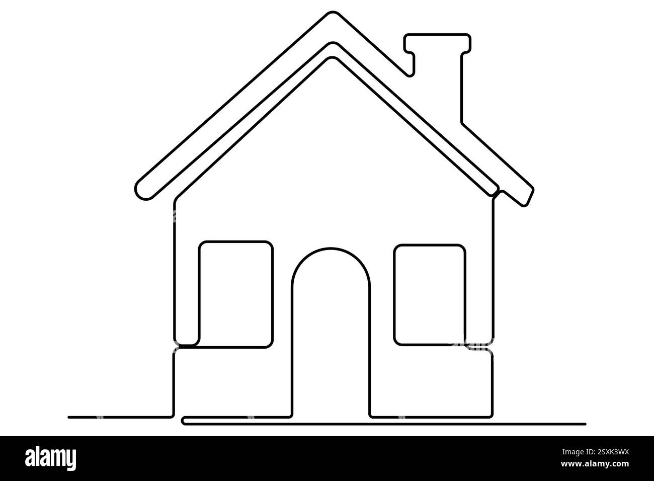Continuous one line House concept outline isolated on white background ...