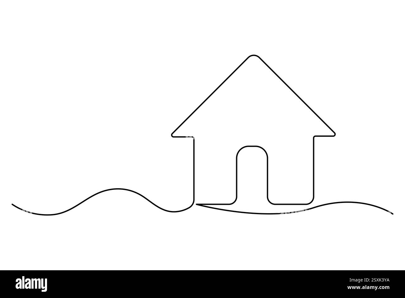 Continuous one line House concept outline isolated on white background ...