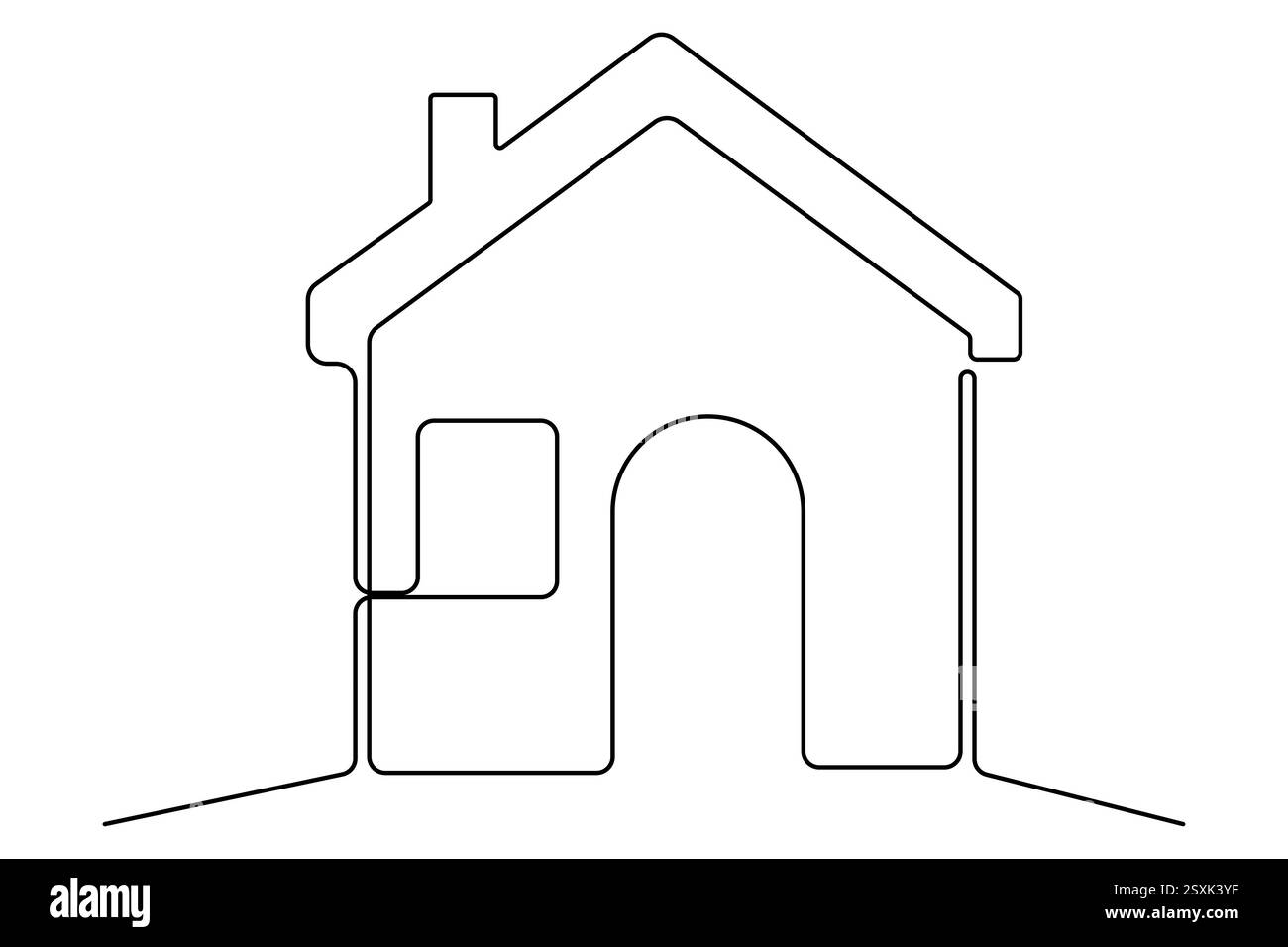 Continuous one line House concept outline isolated on white background ...