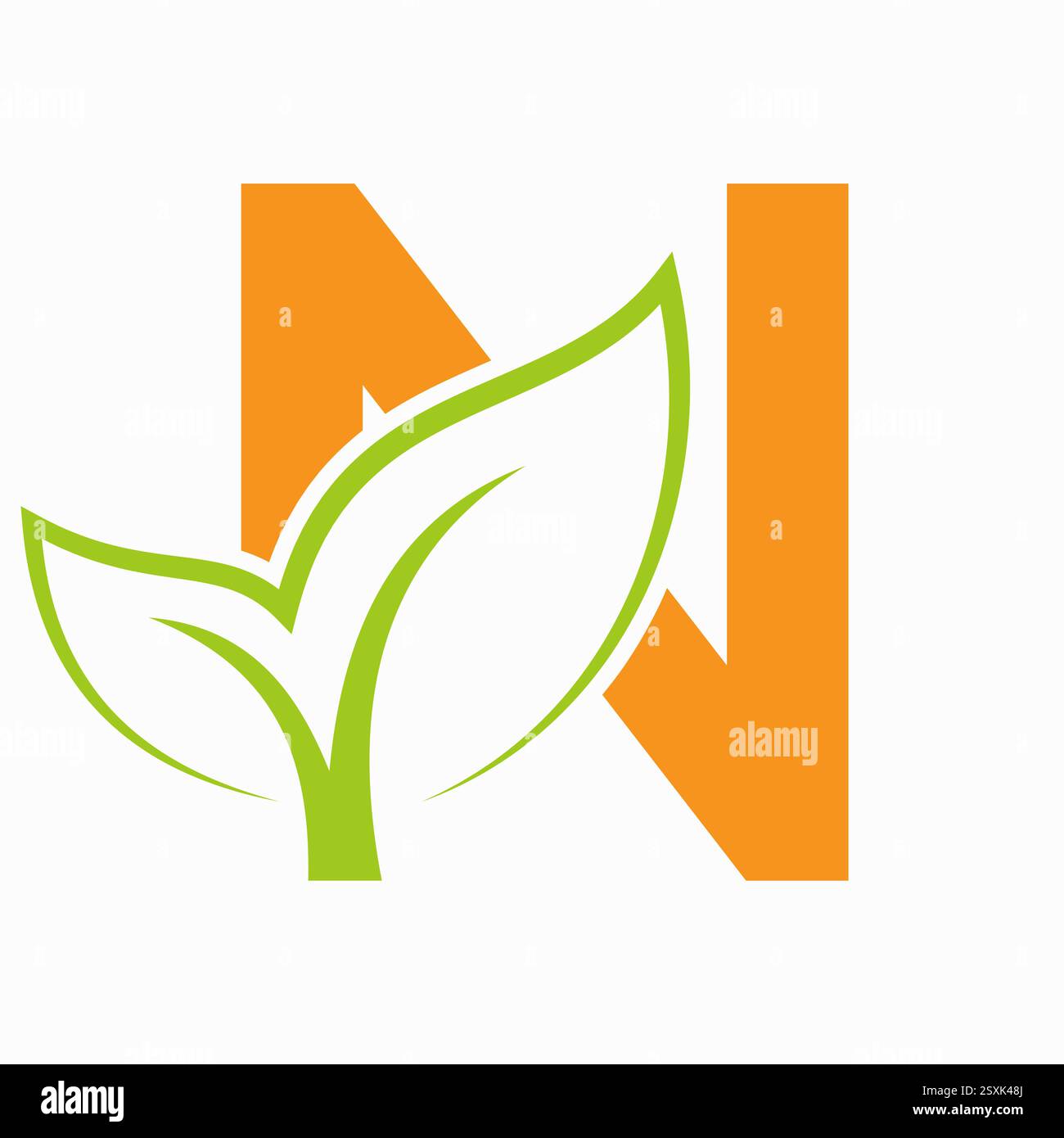 Initial Letter N Leaf Logo Concept For Eco Friendly and Organic Symbol ...